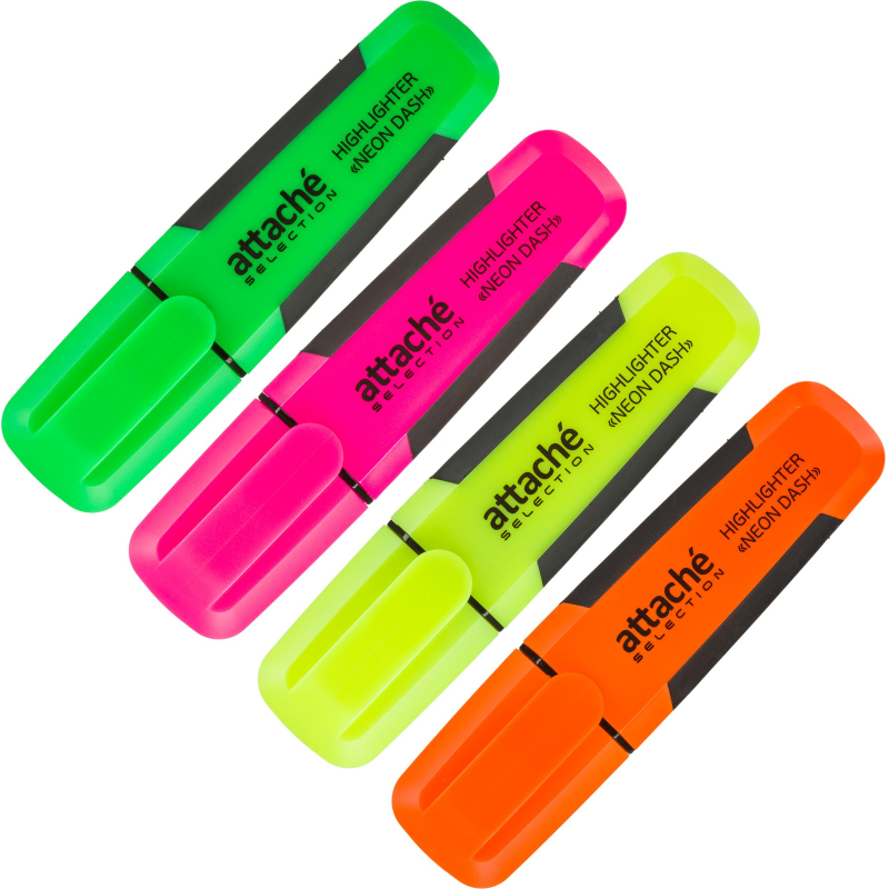 Набор текстовыделителей Attache Selection Neon Dash (толщина линии 1-5 мм, 4 цвета), 1591144 ...